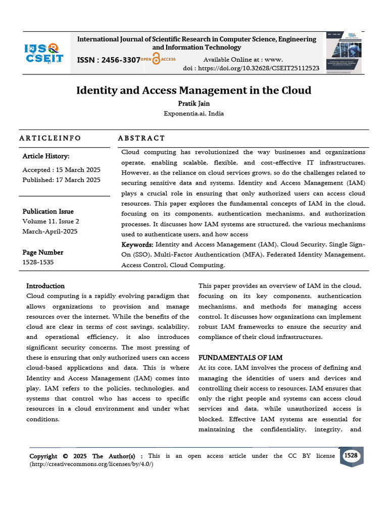 Identity and Access Management in The Cloud | PDF | Cloud Computing | Security