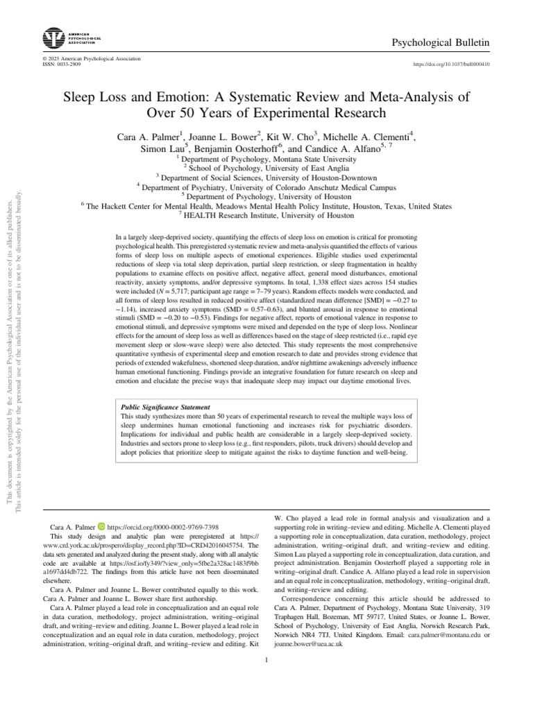 Bul Bul0000410 | PDF | Affect (Psychology) | Sleep