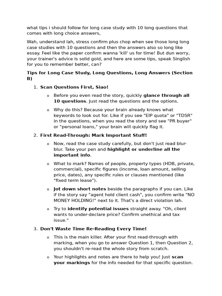 Tips for Tackling Long Case Studies | PDF