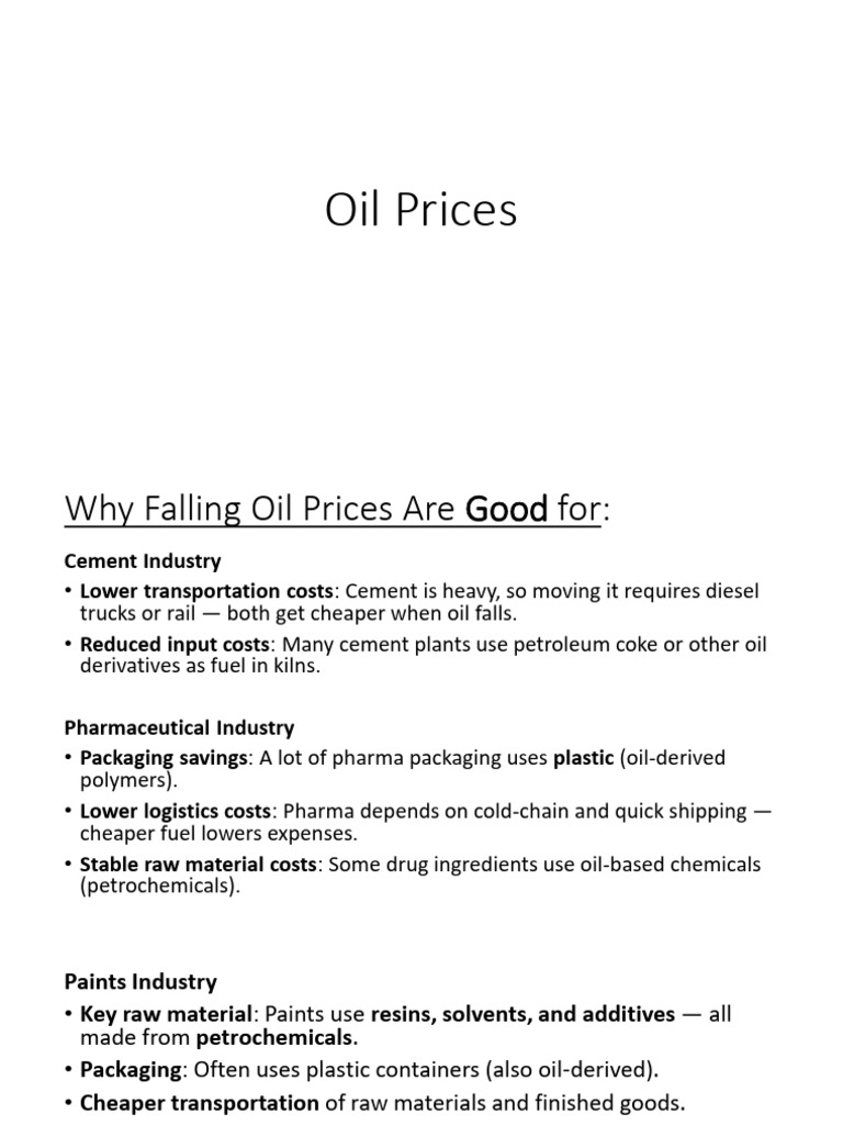 Impact of Falling Oil Prices by Industry | PDF