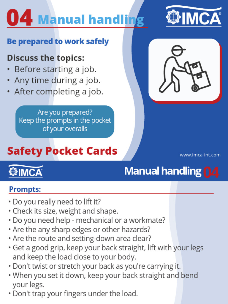 Imca Safety Cards Manual Handling | PDF