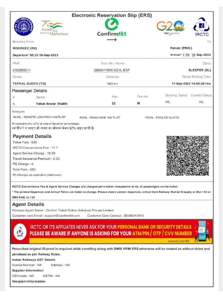 Faisal Shaikh Ticket | PDF