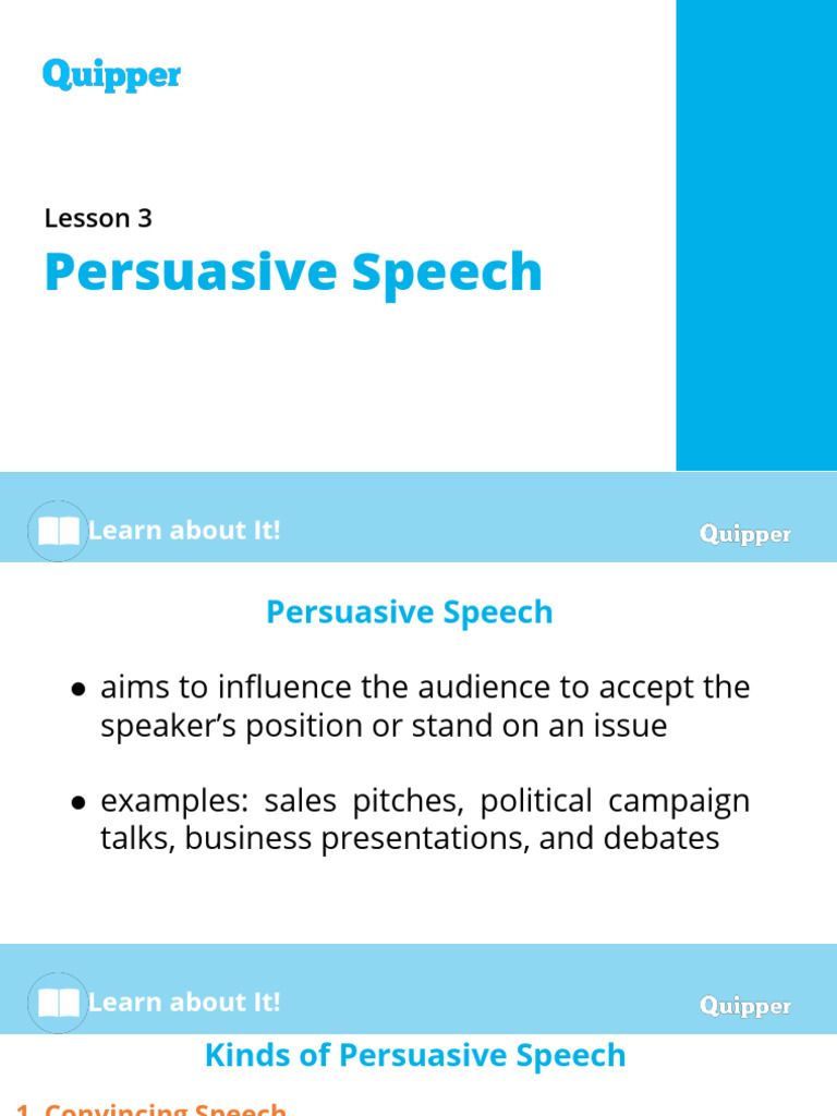 Unit 9 Lesson 3 Persuasive Speech | PDF | Persuasion | Rhetoric