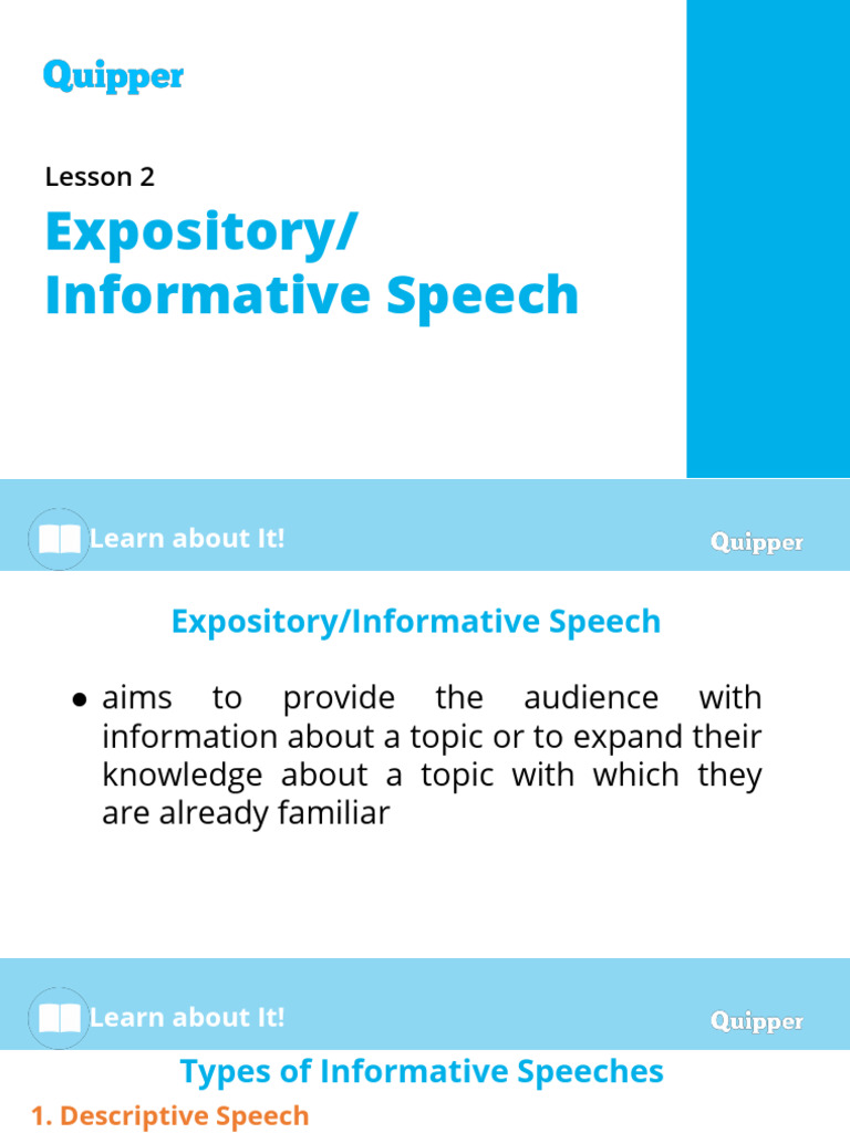 OUnit 9 Lesson 2 Expository Informative Speech | PDF | Cognitive ...