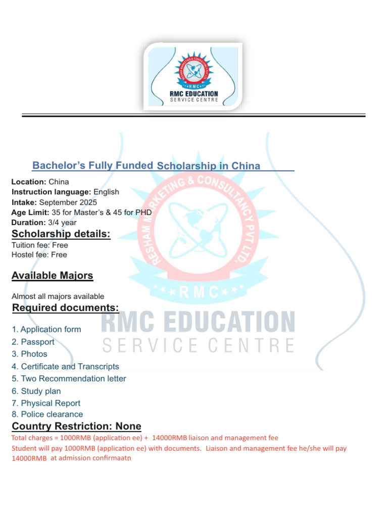 Bachelor Scholarship Fee Structure | PDF