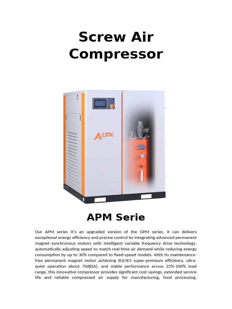 APM Screw Air Compressor | PDF