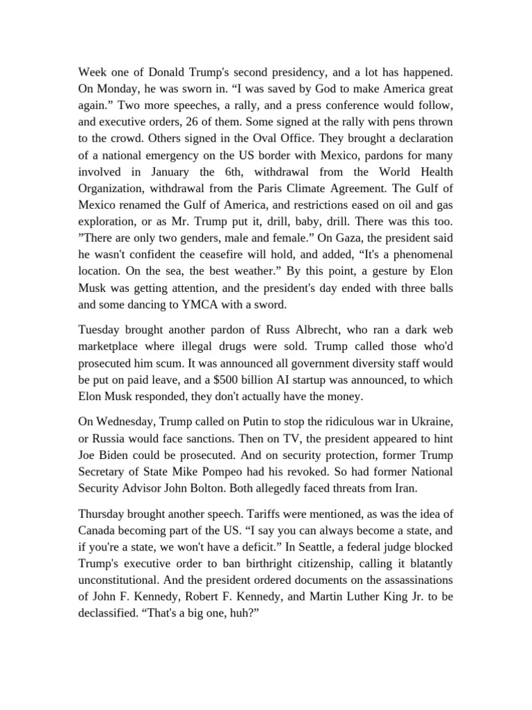 Almost Everything President Trump Did in His First Week in Office BBC ...