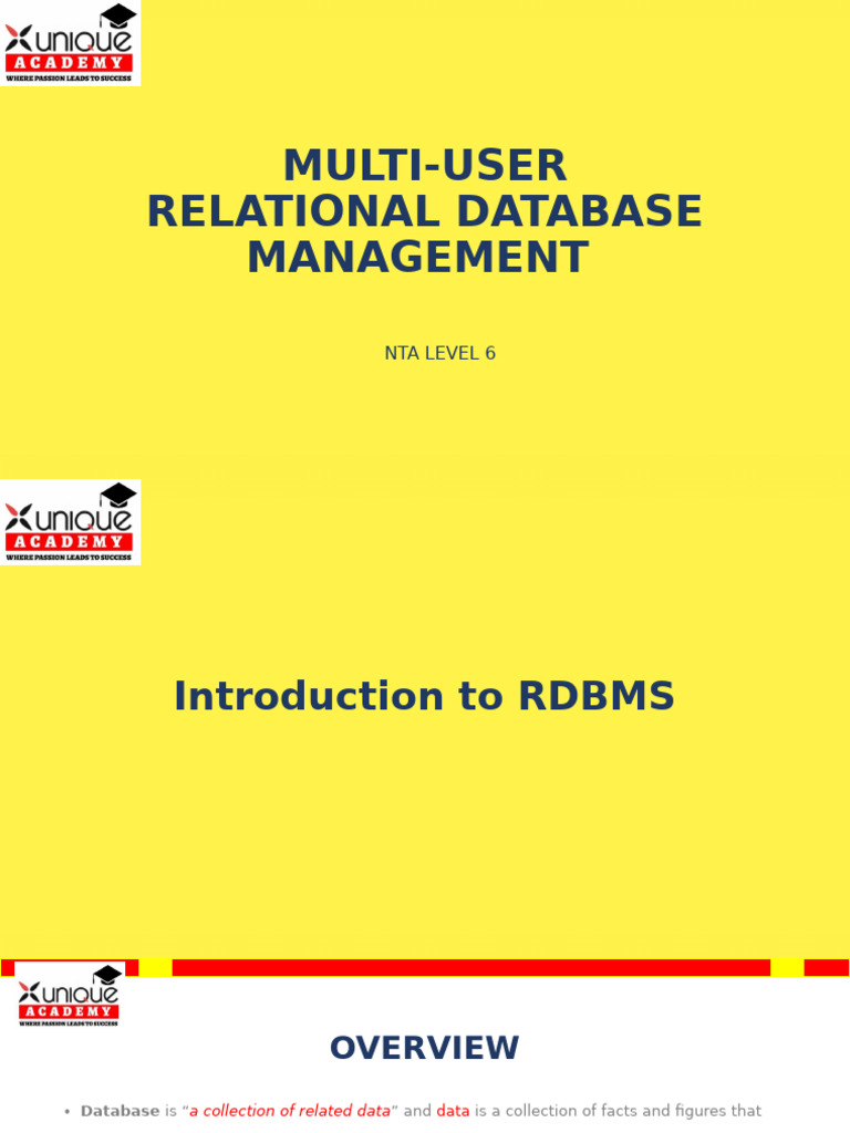Introduction to Multi-User RDBMS | PDF | Relational Model | Relational ...