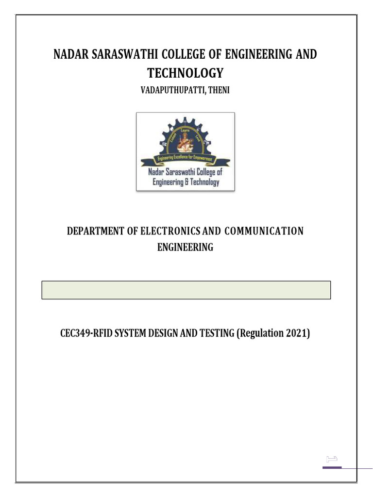 CEC349 RFID Manual Final | PDF | Antenna (Radio) | Radio Frequency Identification