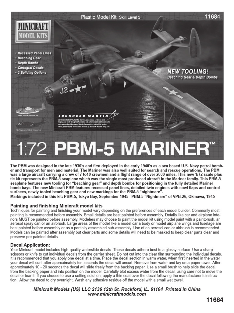 Minicraft PBM-5 Seaplane Model Kit | PDF | Flap (Aeronautics) | Landing ...
