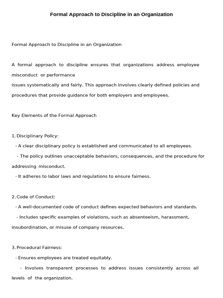 Formal Discipline in Organizations Explained | PDF | Disciplines ...