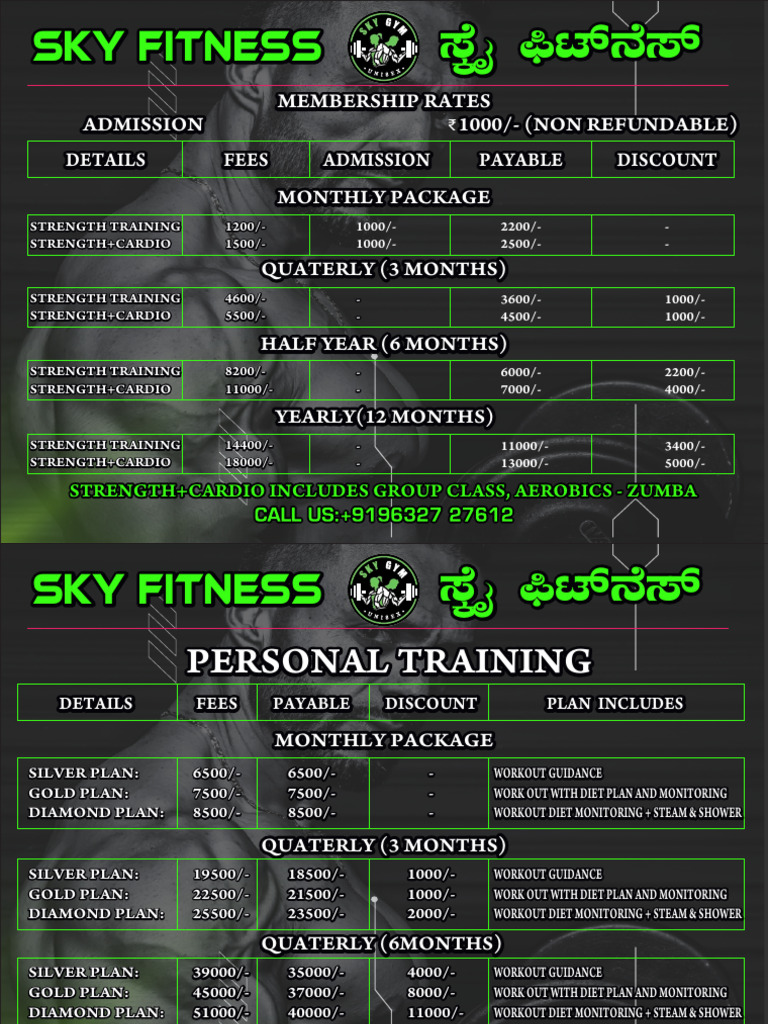 Sky Fitness Membership Rates and Fees | PDF