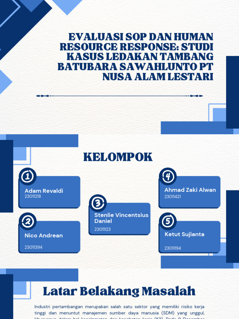 Evaluasi K3 Pasca Ledakan Tambang NAL | PDF