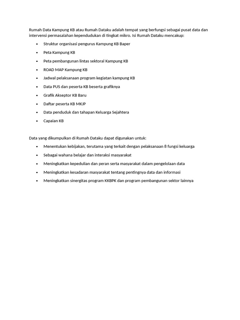 Rumah Data Kampung KB Atau Rumah Dataku Adalah Tempat Yang Berfungsi ...