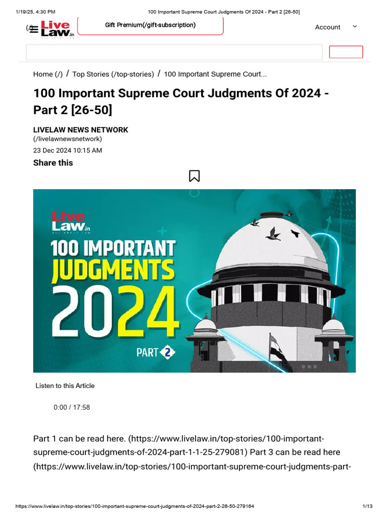 Key Supreme Court Rulings 2024: Part 2 | PDF | Supreme Court Of The ...