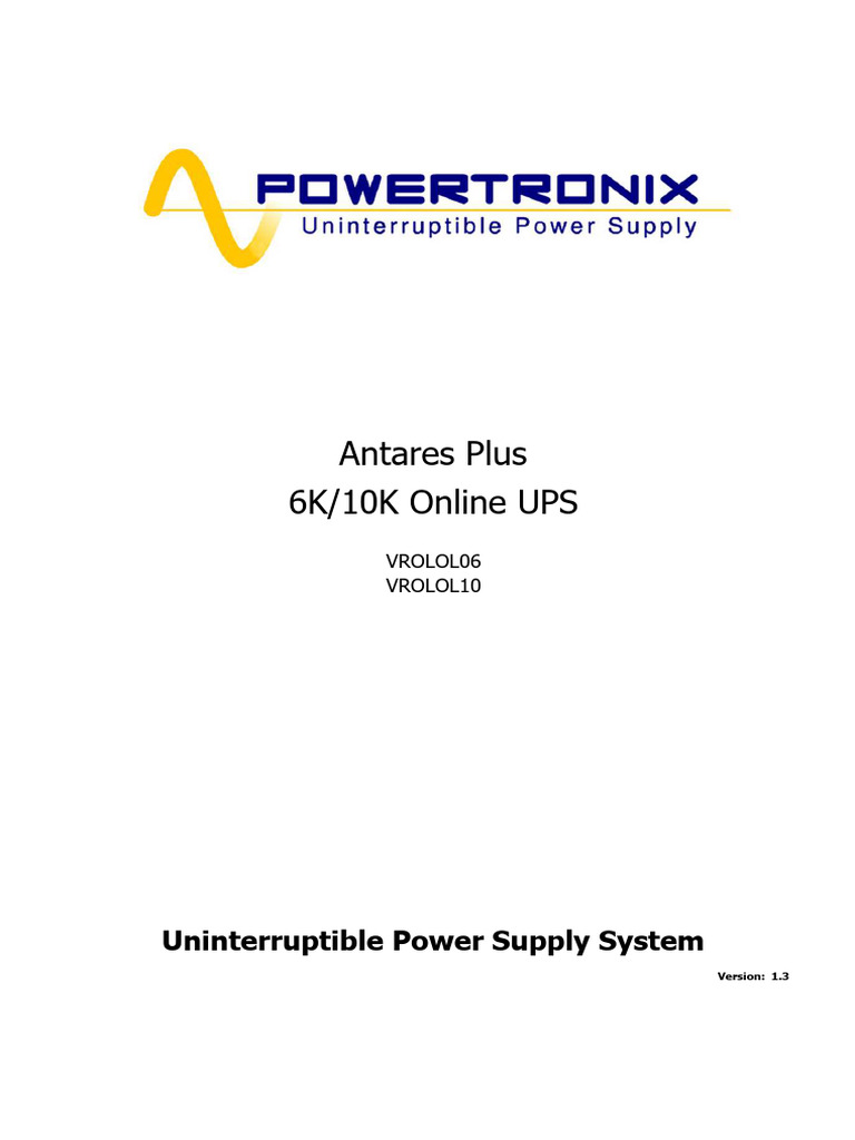 Antares Plus 6K/10K UPS User Manual | PDF | Power Supply | Electrical ...