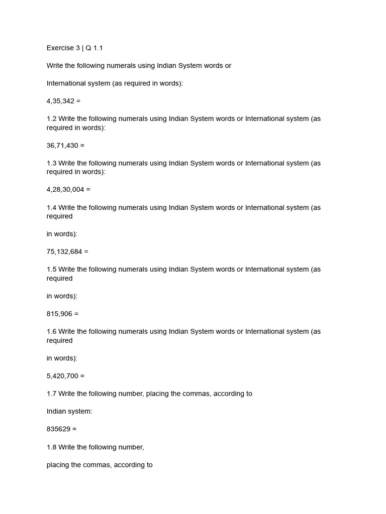 Writing Numbers: Indian & International Systems | PDF | Mathematical ...
