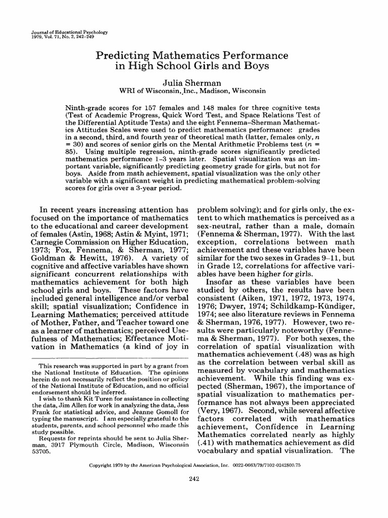 Sherman 1979 | PDF | Mathematics | Variable (Mathematics)