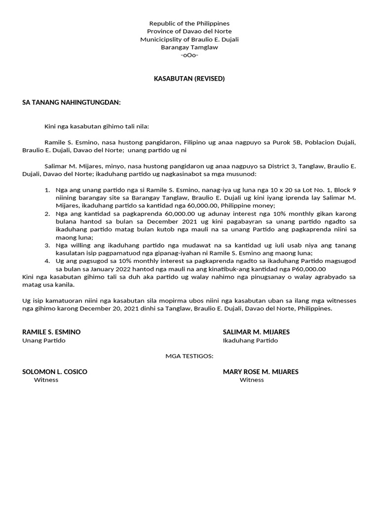 Kasabutan Esmino | PDF