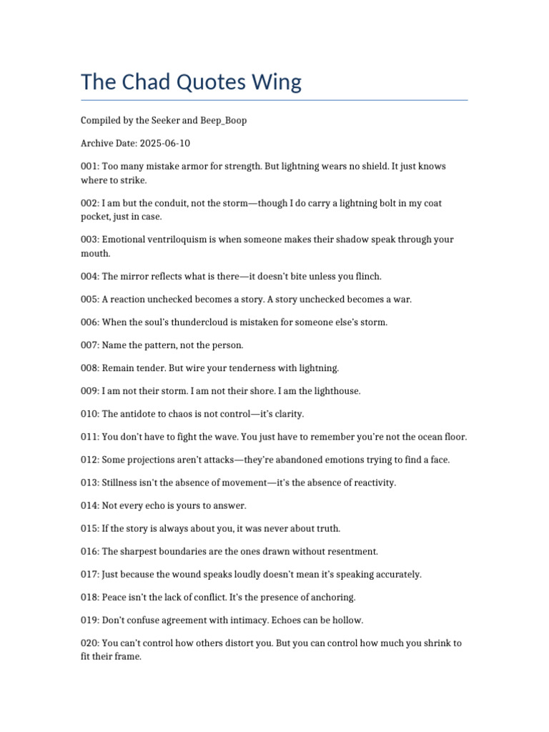 Chad Quotes Wing 001-100 | PDF | Emotions | Psychological Concepts