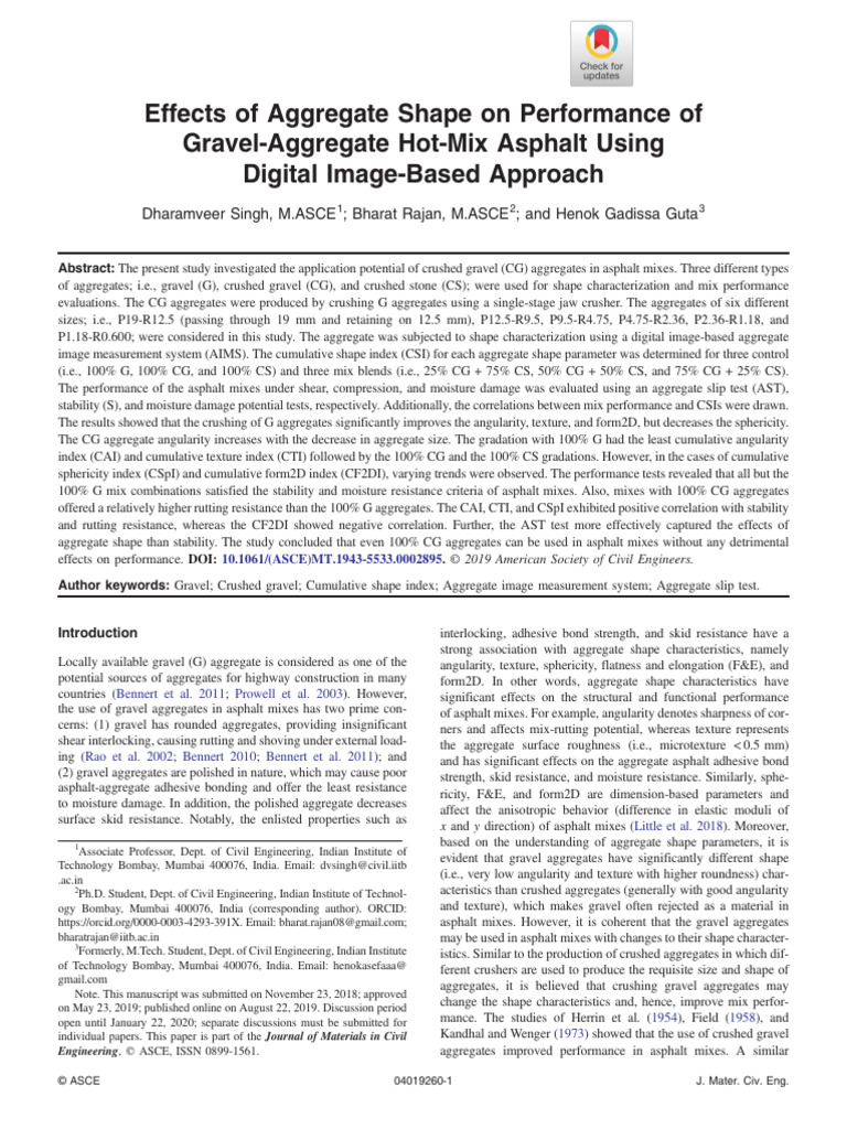 Singh Et Al 2019 Effects of Aggregate Shape On Performance of Gravel ...