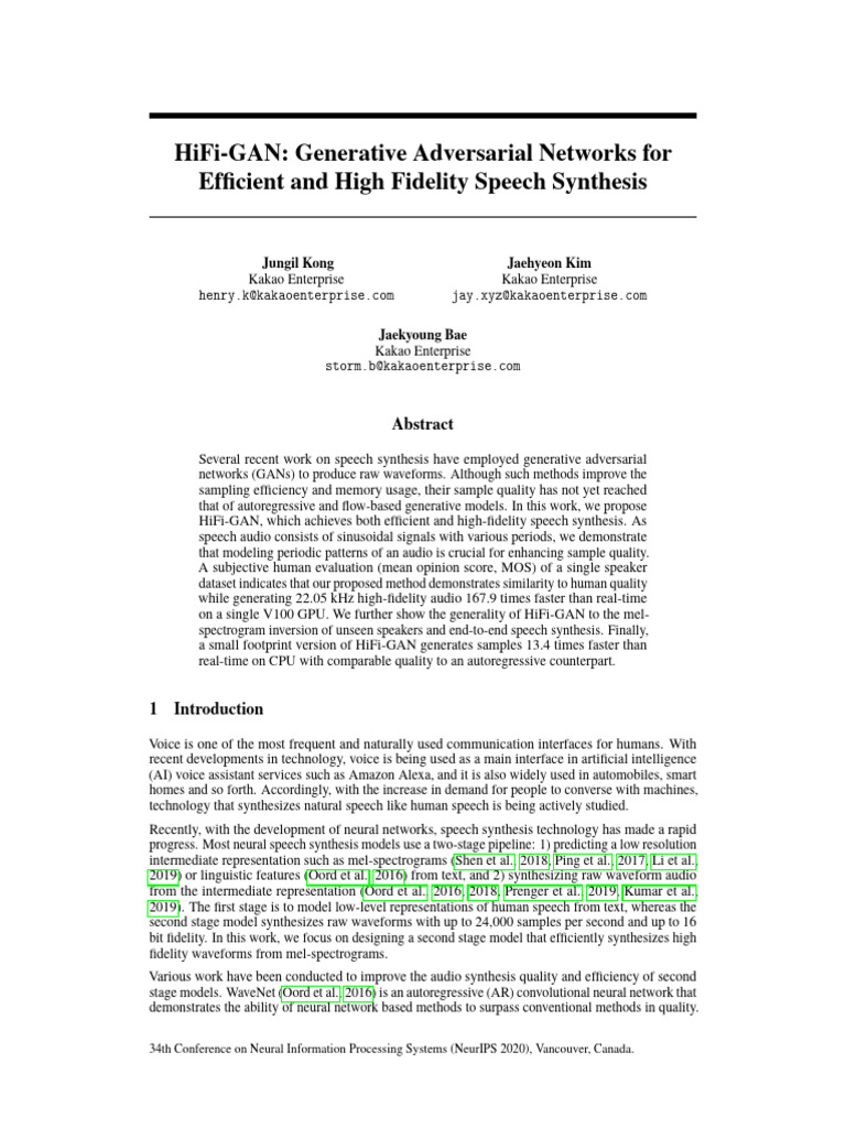 HiFi-GAN | PDF | Applied Mathematics
