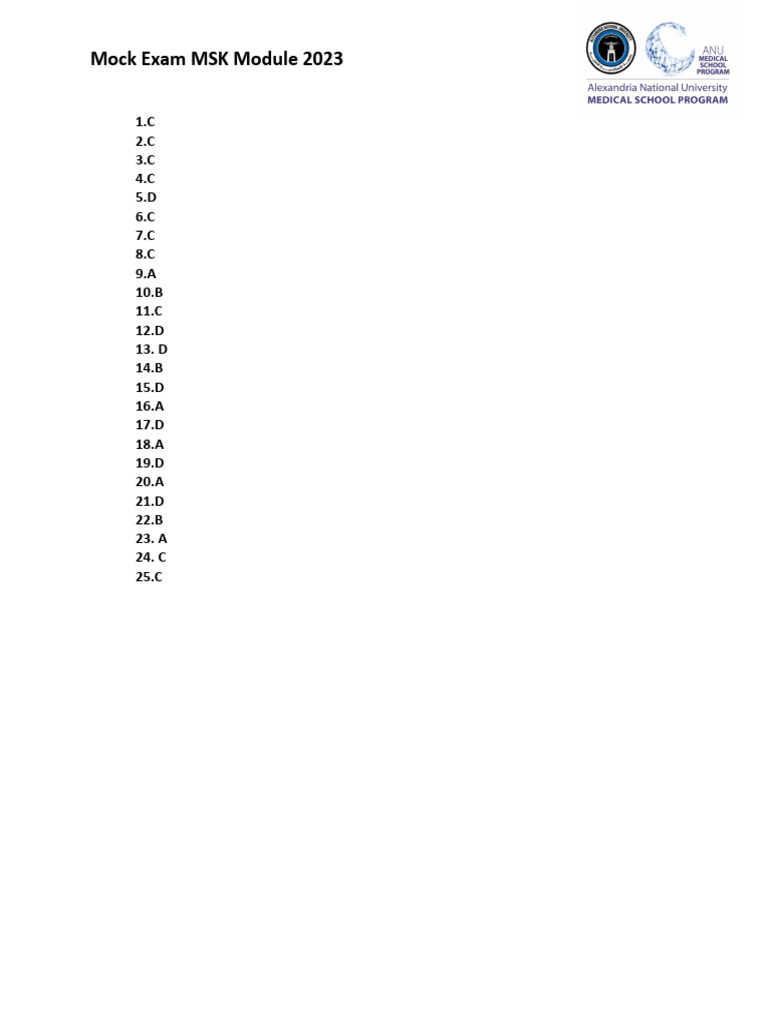 Mock Answers MSK | PDF