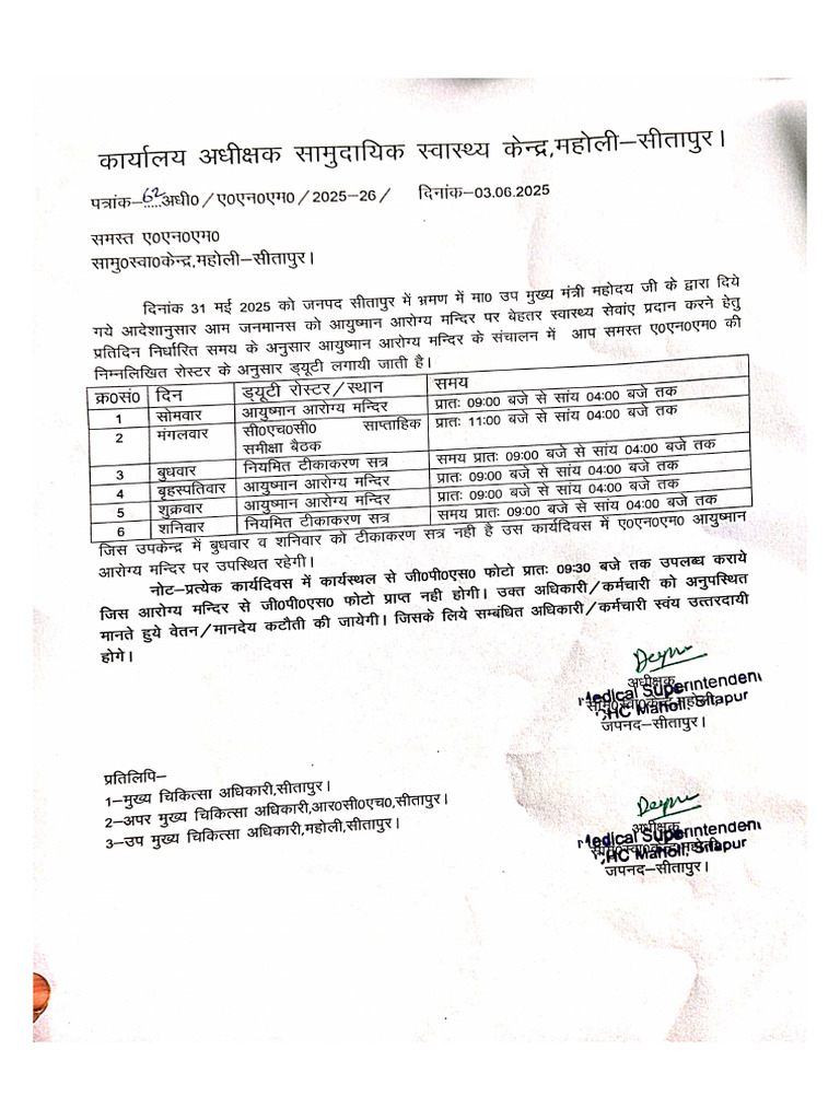 Anm Duty Roster Aam | PDF