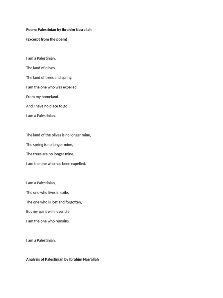 Poem - Palestini-WPS Office | PDF | Palestinians | Poetry