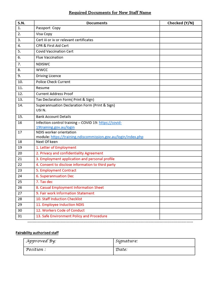 Check List of All Required Documents | PDF
