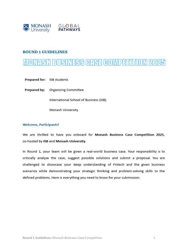 (MBCC 2025) - Round 1 Guidelines | PDF | Strategic Management | Critical Thinking
