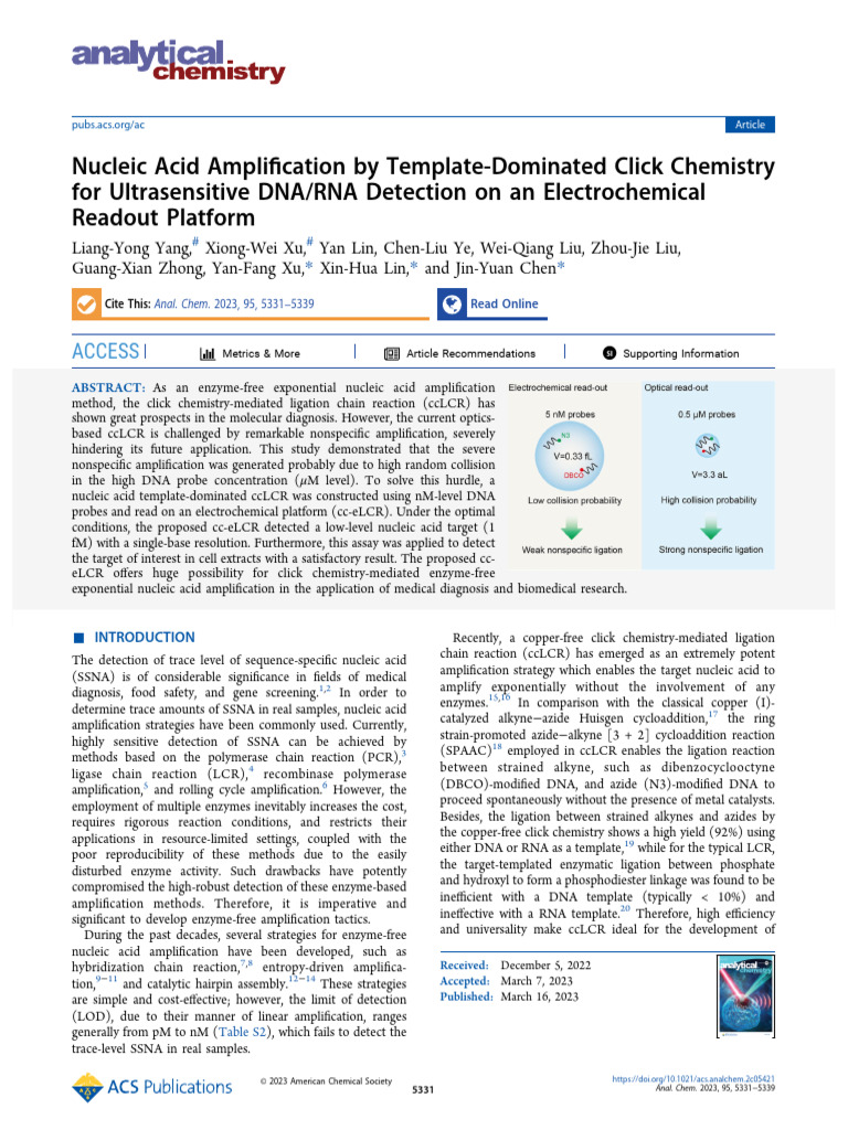 Yang Et Al 2023 Nucleic Acid Amplification by Template Dominated Click ...