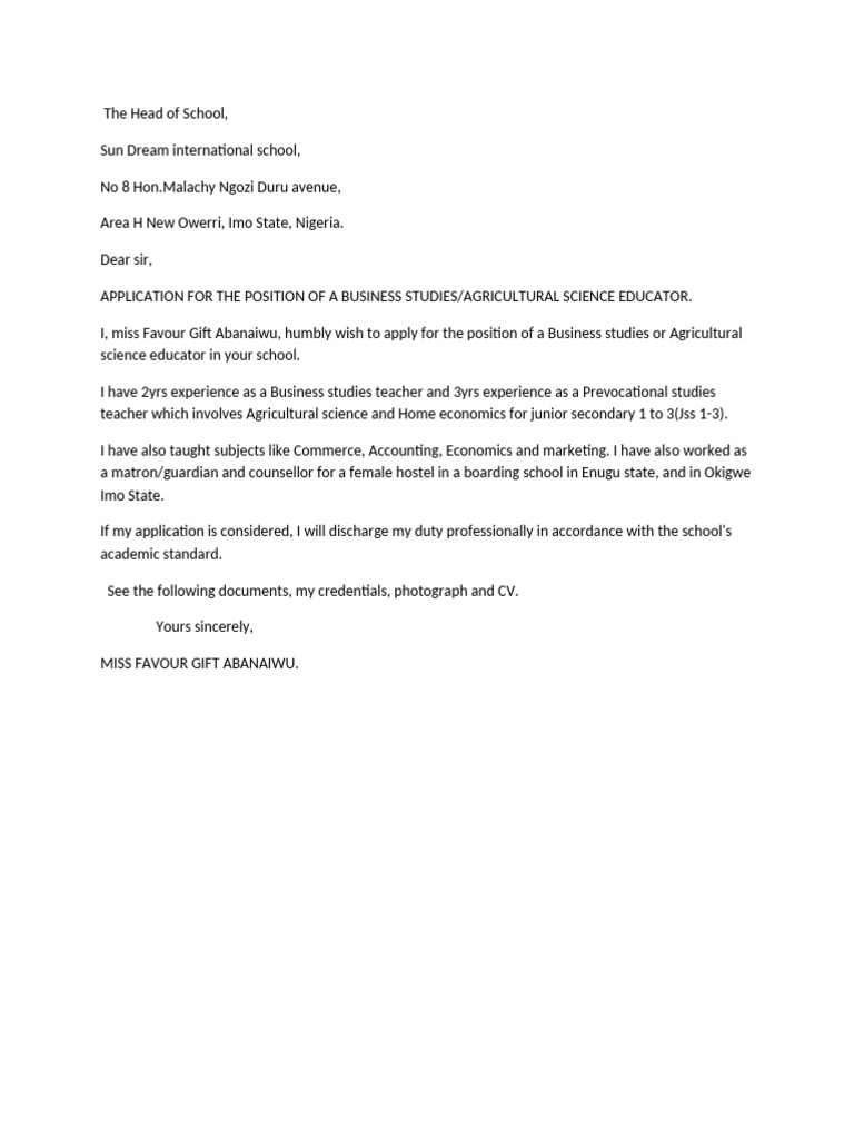 Application Letter | PDF