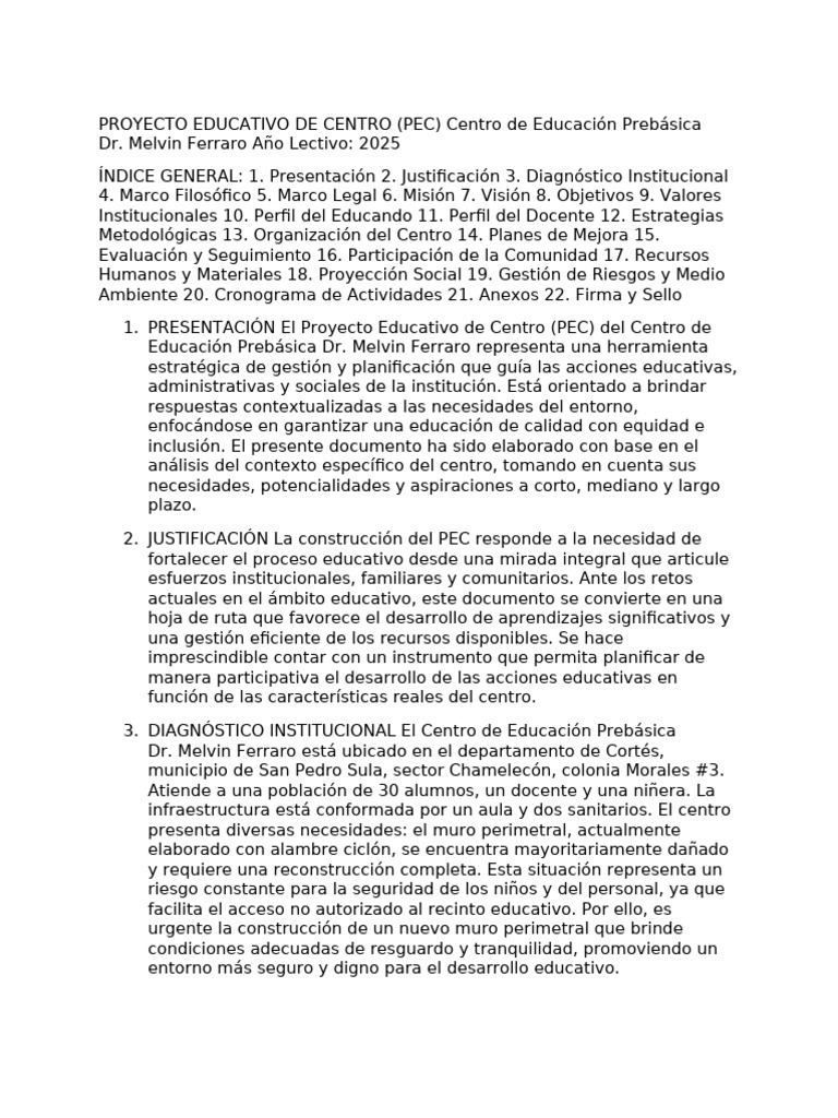 Pec Prebasica Ferraro | PDF | Educación de la primera infancia | Maestros