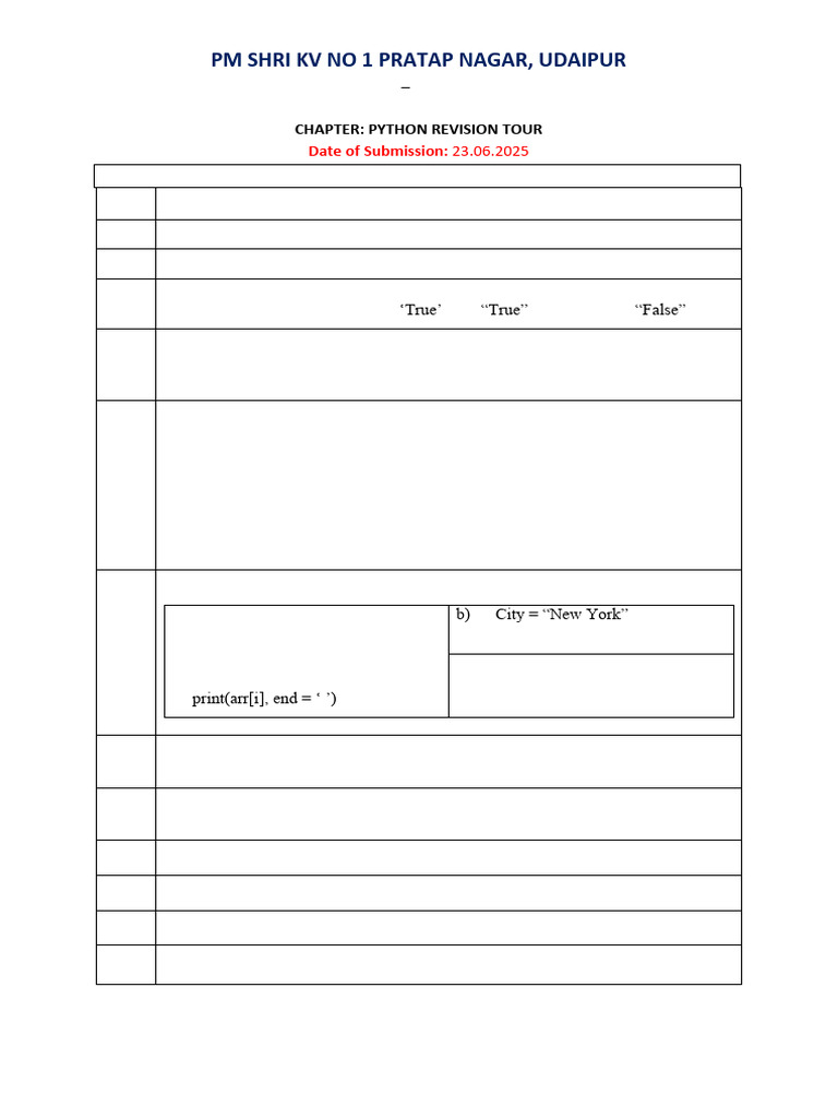 Home Work (Python Revision Tour) - Xii-A Cs | PDF