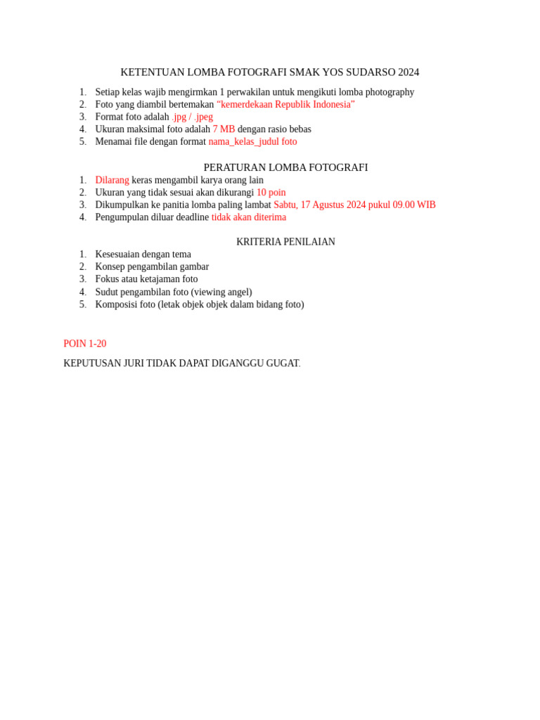 Ketentuan Lomba Fotografi-1 | PDF