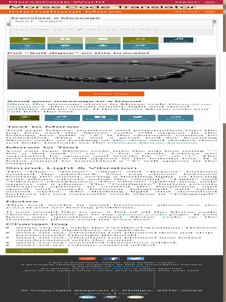 Morse Code Translator Morse Code World | PDF | Computing | Text