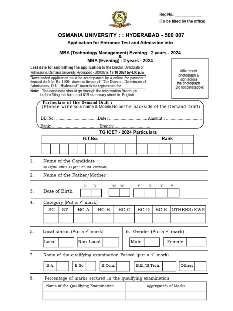 Application Form & ICR Sheet | PDF