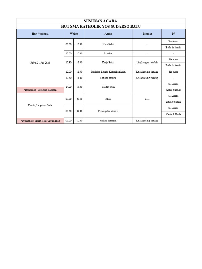 Susunan Acara HUT - 2024 | PDF