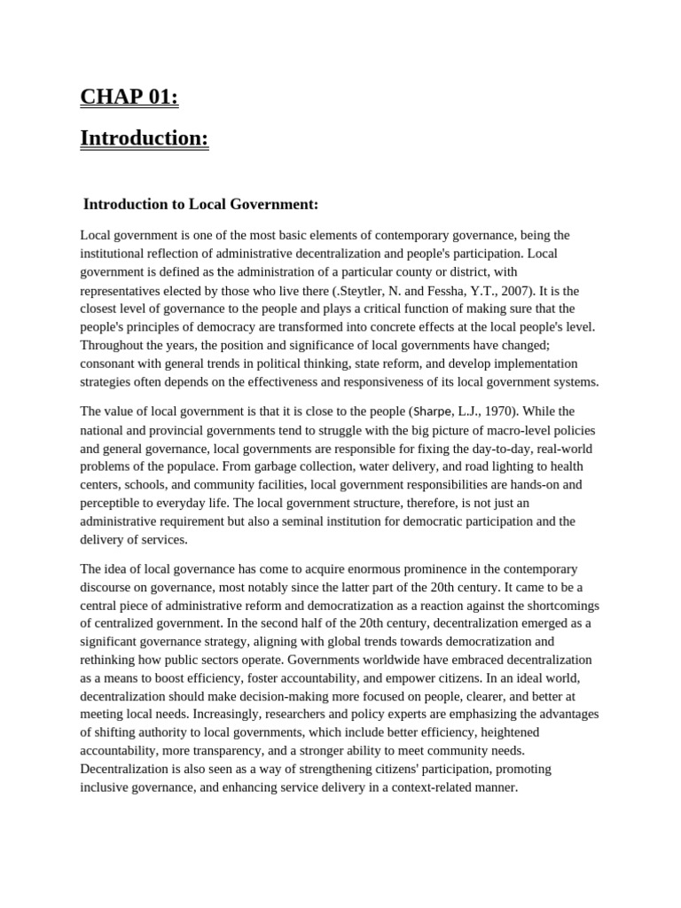 Introduction to Local Government Systems | PDF | Governance ...