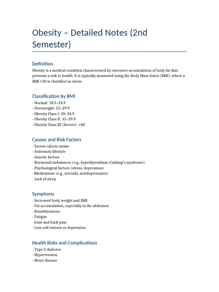 Obesity Notes 2nd Sem | PDF