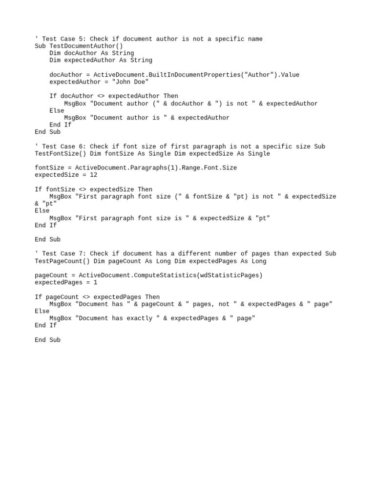 VBA Test Case 5 | PDF
