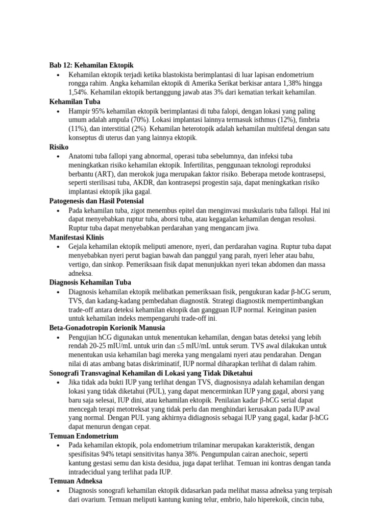 Ectopic Pregnancy Ringkasan | PDF