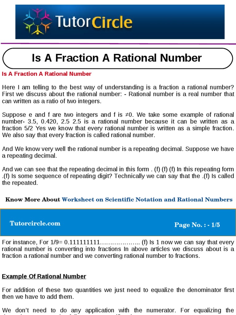 Is A Fraction A Rational Number | PDF | Fraction (Mathematics ...
