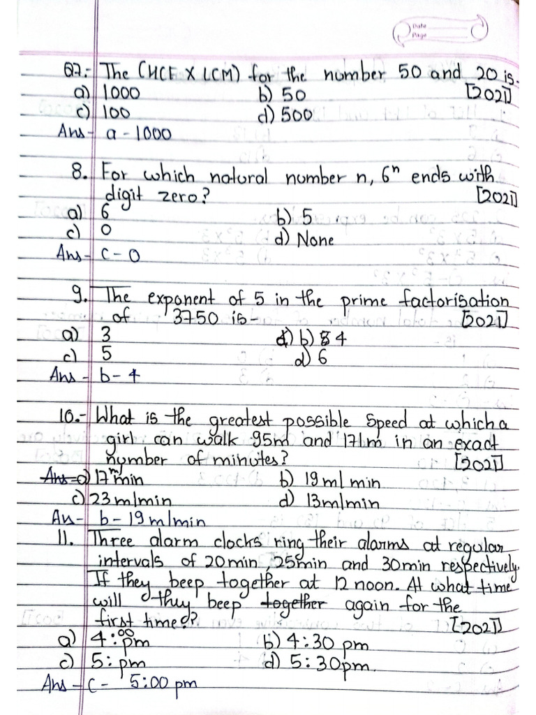 Class 10th Important Pyqs of Real Numbers | PDF