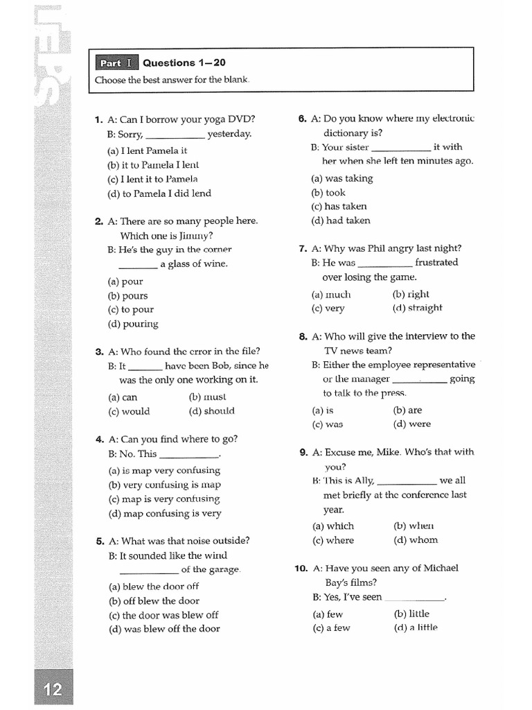 TEPS Actual Test 3 | PDF