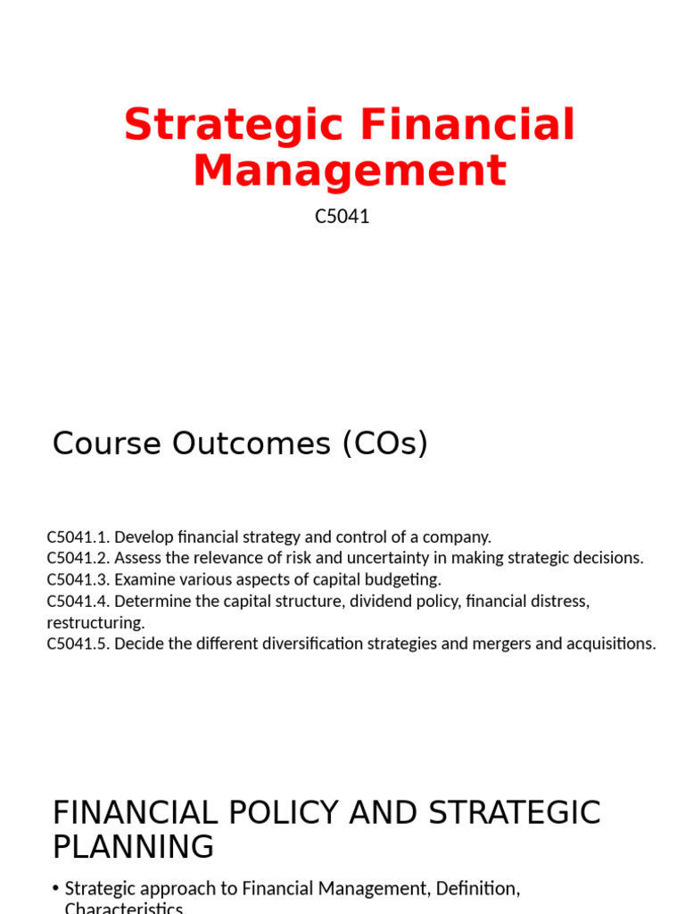Strategic Financial Management Pdf