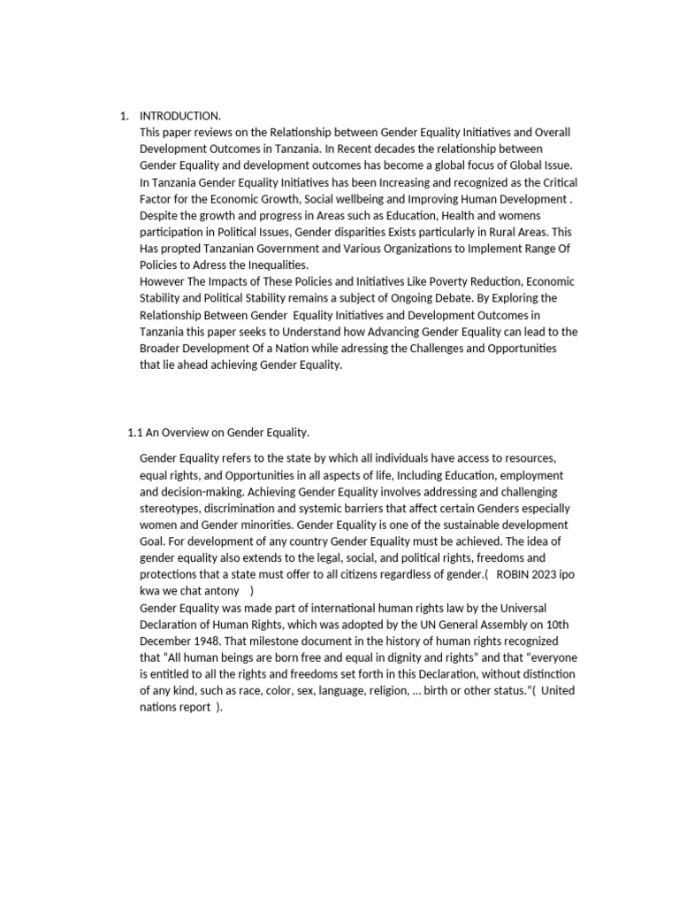 Advanced DVP Final Paper (Autorecovered) | PDF | Gender Studies | Gender Equality