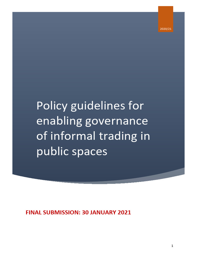Governance Guidelines for Informal Trading | PDF | Governance ...