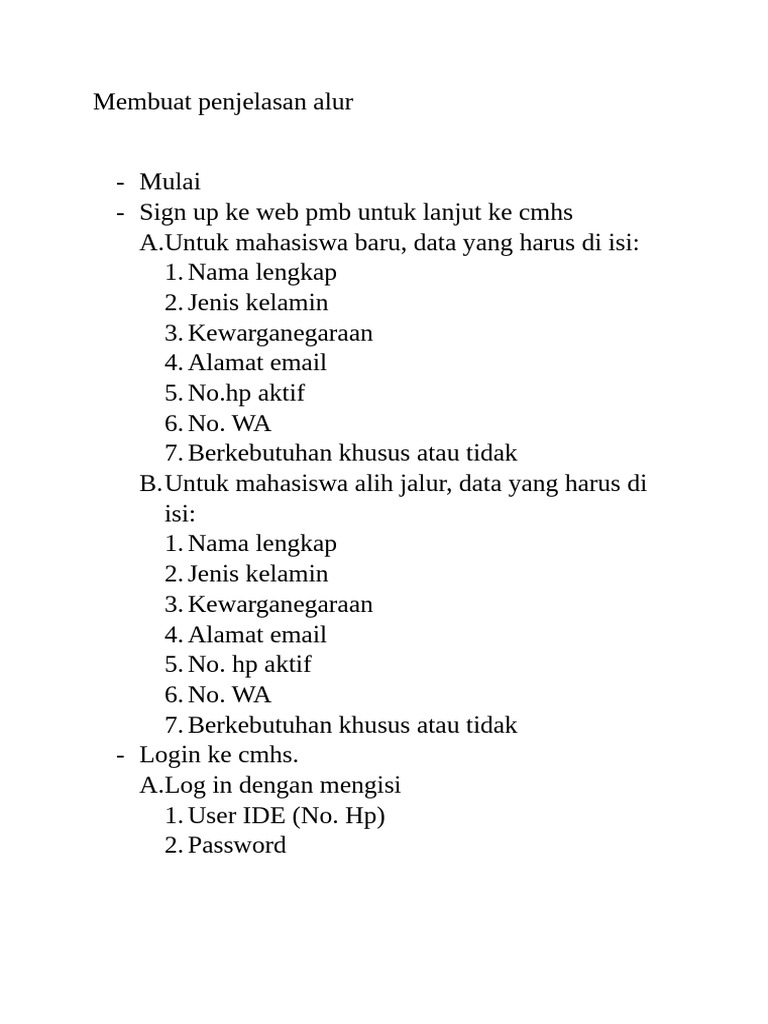 Penjelasan Alur PMB | PDF